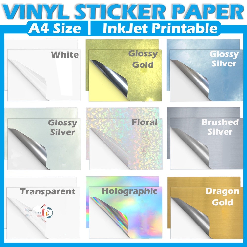 PVC Vinyl Sticker Paper Sheets A4 Size for InkJet Printer, W | 蝦皮購物