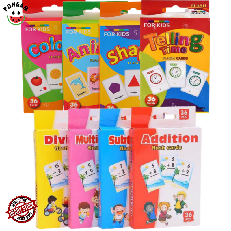 36 Pieces Kids Educational Card English Learning Flash Card | 蝦皮購物