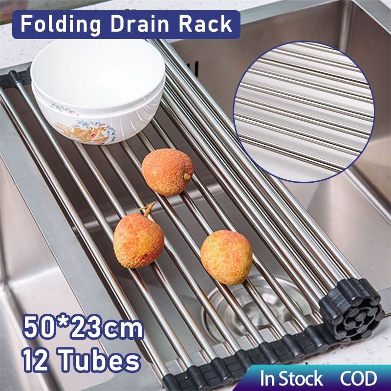 Folding Drain Rack Foldable Dish Drying Rack Drainer Shelf S | 蝦皮購物
