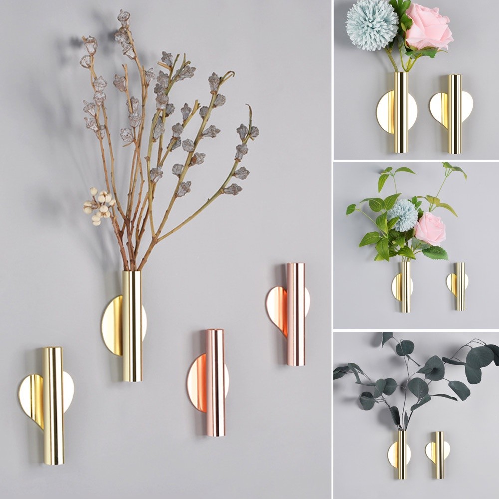 Nordic Style Metal Wall Tube Vase Creative Wall Flower Devic | 蝦皮購物