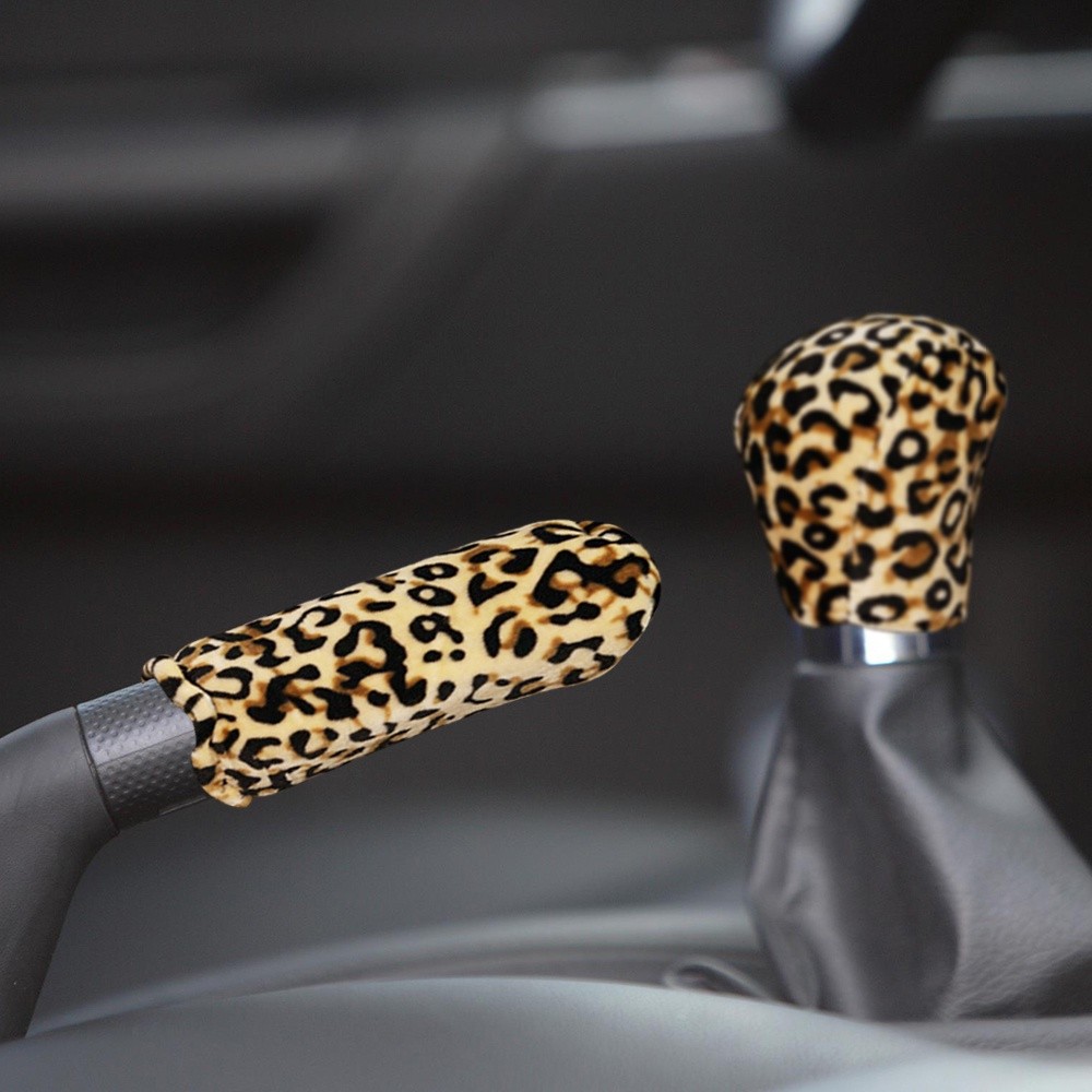 Car Gear Shift Collars 2 piece/set Leopard Plush Handbrake G | 蝦皮購物