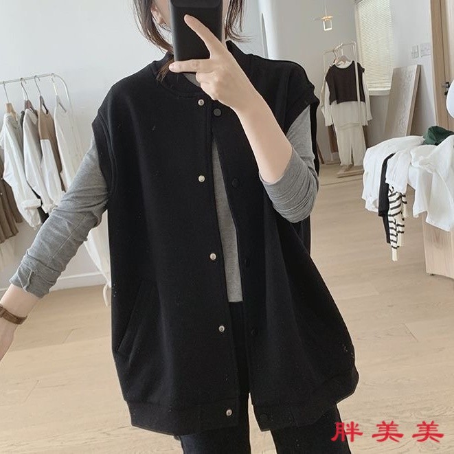 【M-5XL大尺碼】大尺碼女裝 馬甲背心 春秋背心 秋冬馬甲 2-300斤大碼日係馬甲棒球服外套女春秋寬鬆百搭休閒胖MM | 蝦皮購物