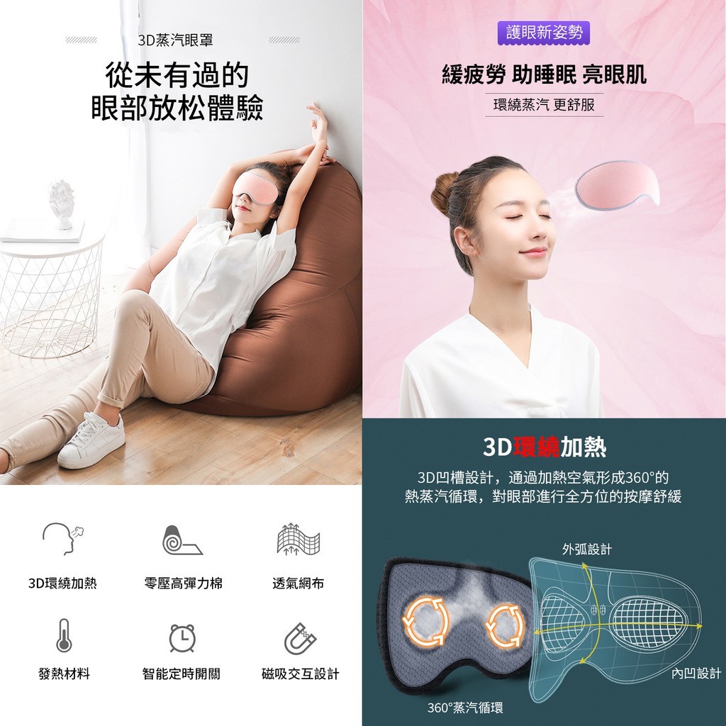 SINCO昕科 智能溫感助眠熱敷眼罩 USB蒸氣眼罩 三檔恆溫 緩解眼部疲勞 加熱眼罩 交換禮物 現貨 廠商直送 | 蝦皮購物