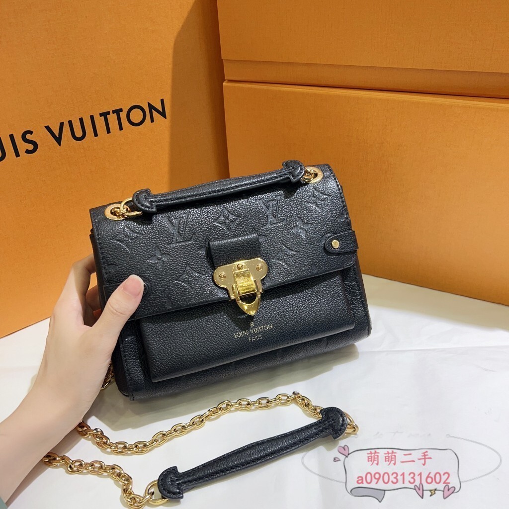 二手 Lν 路易尉登 VAVIN BB 黑色壓紋 小號 鏈條 郵差包/單肩包/斜背包/腋下包/手提包M44550 | 蝦皮購物
