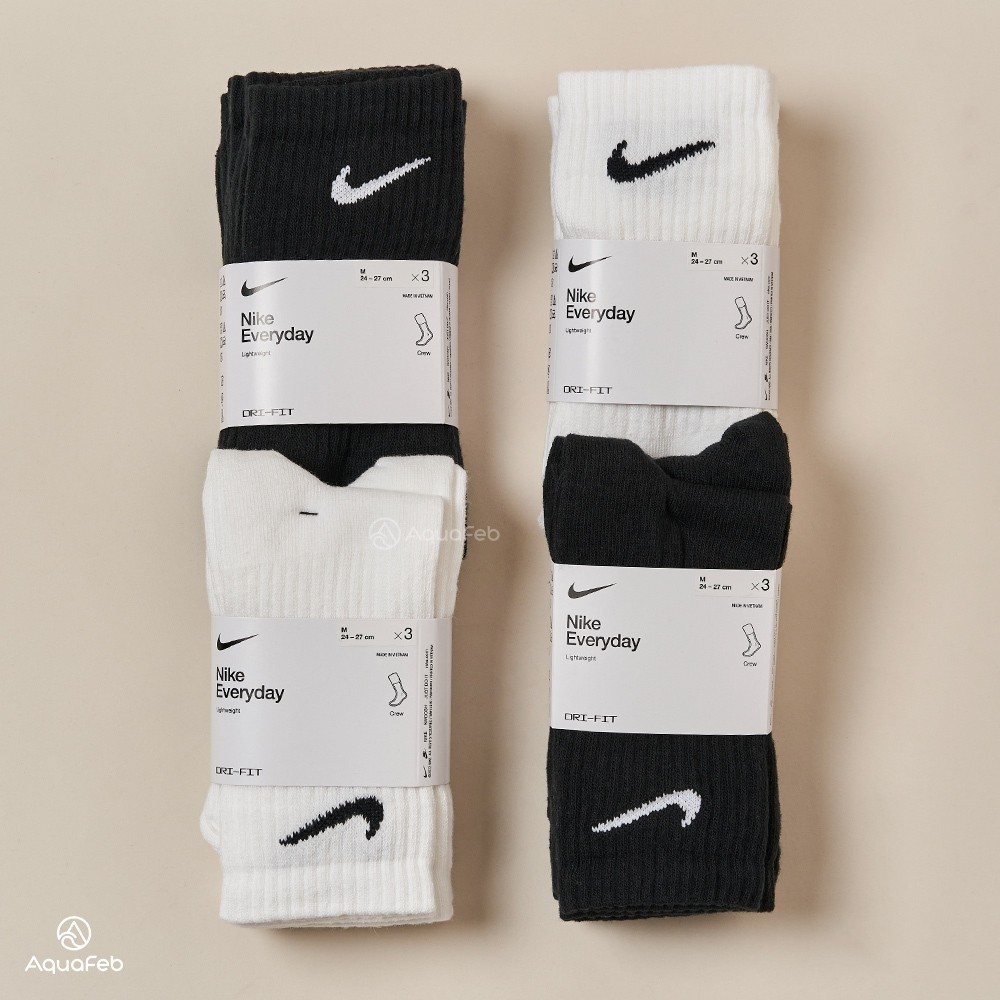Nike U Everyday Ltwt Crew 白黑 三雙入 運動 長襪 SX7676-100/SX7676-010 | 蝦皮購物