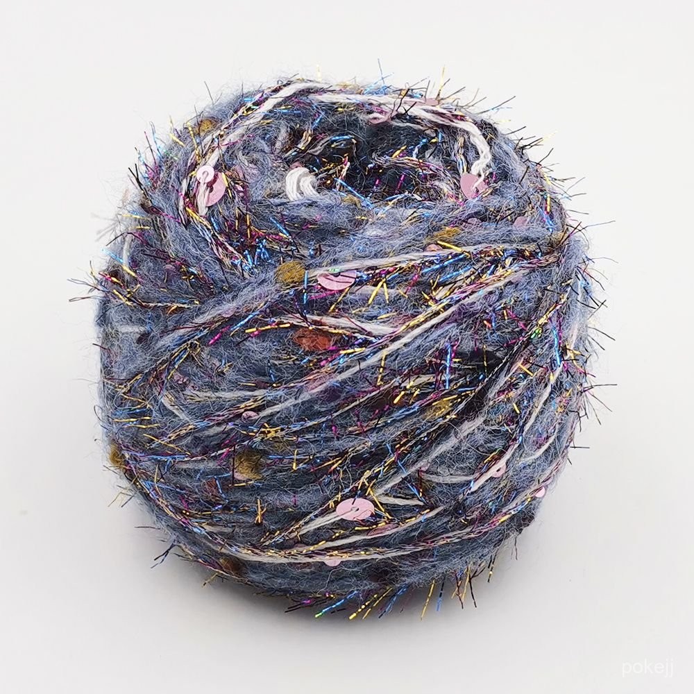 pok-50g手混紗綫彩點馬海羊毛3mm6mm大小亮片紗綫彩絲綫金絲綫編織 | 蝦皮購物