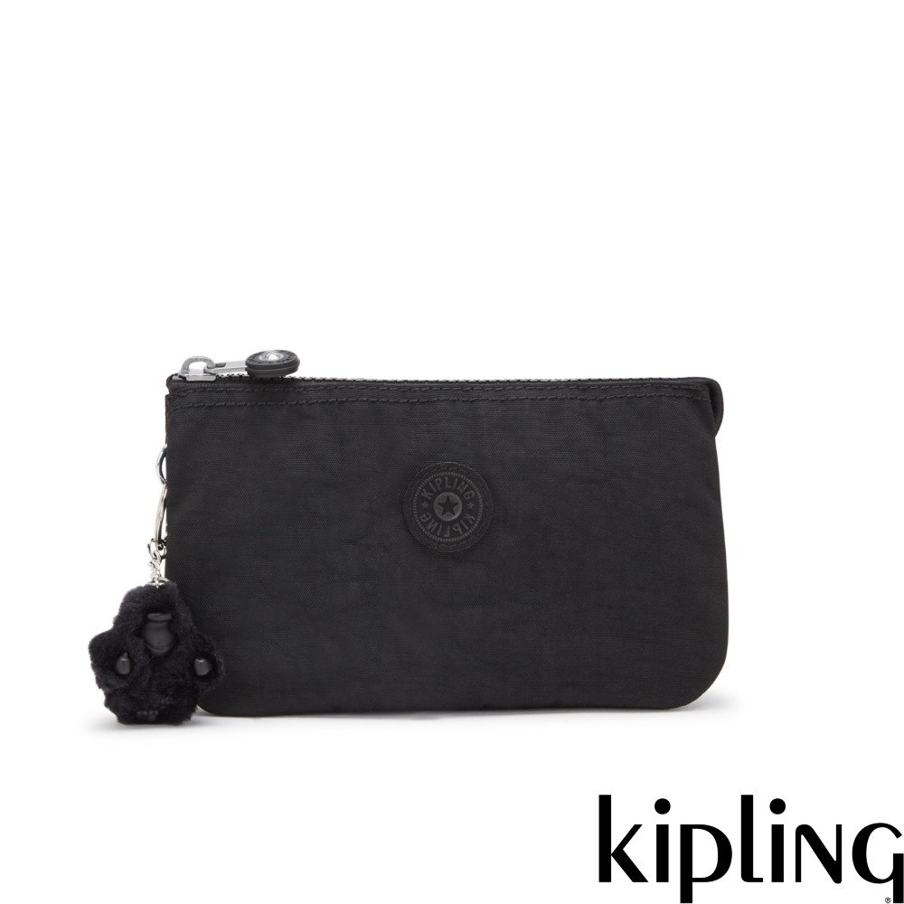 Kipling 曜岩黑品牌經典圓標三夾層配件包-CREATIVITY L | 蝦皮購物