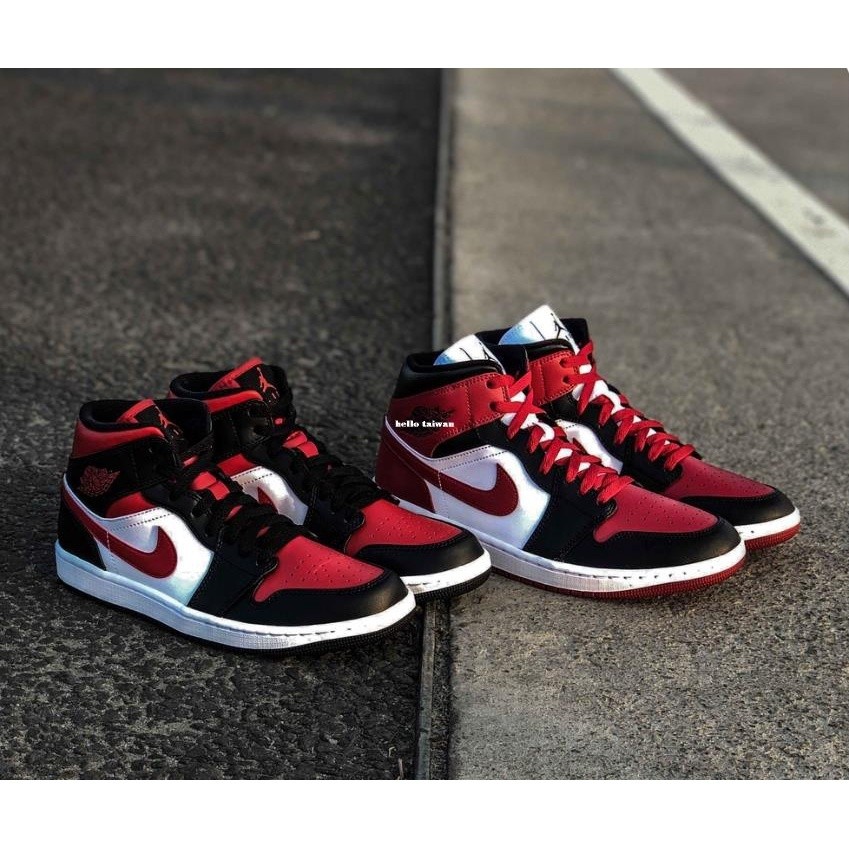 [Qi]Air Jordan 1 Mid Bred Toe 黑紅 芝加哥 籃球鞋554724-079 BQ6472 | 蝦皮購物