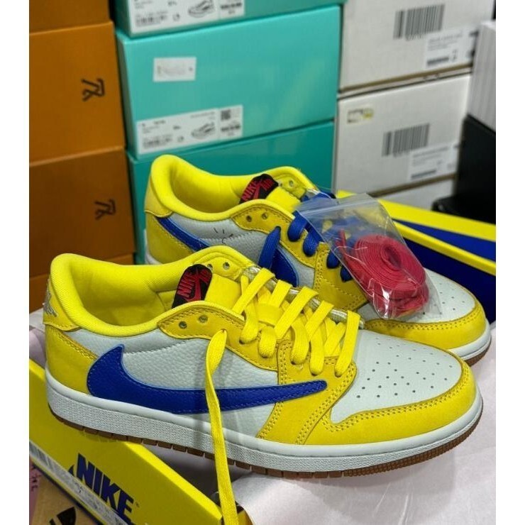 Ti.TRAVIS SCOTT X AIR JORDAN 1 LOW“黃藍色”倒鉤低幫慢跑鞋DZ4137-700 | 蝦皮購物