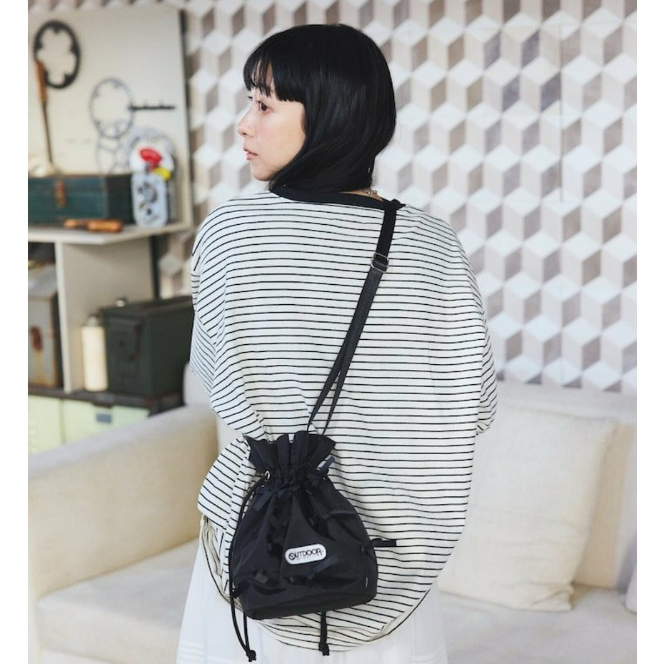 DoReFe | 日本代購 聯名款 OUTDOOR 超Q 緞帶蝴蝶結滿滿 束口 側背 斜背 小包 尼龍 輕便 兩用 | 蝦皮購物