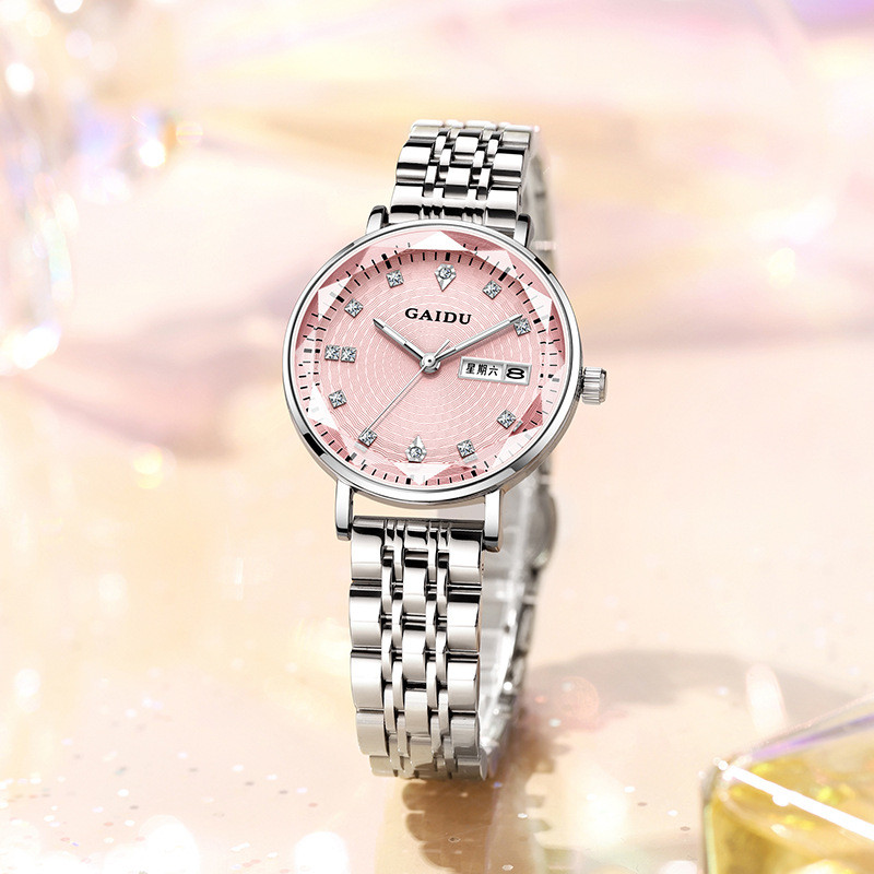 【臺灣出貨】凱度/GAIDU女士手錶女學生防水夜光潮流女錶雙日厤石英腕錶手錶 | 蝦皮購物