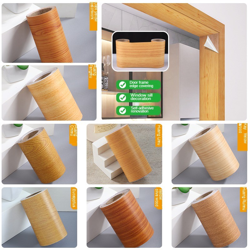 Door frame edge wrapping with self-adhesive wood grain wall | 蝦皮購物