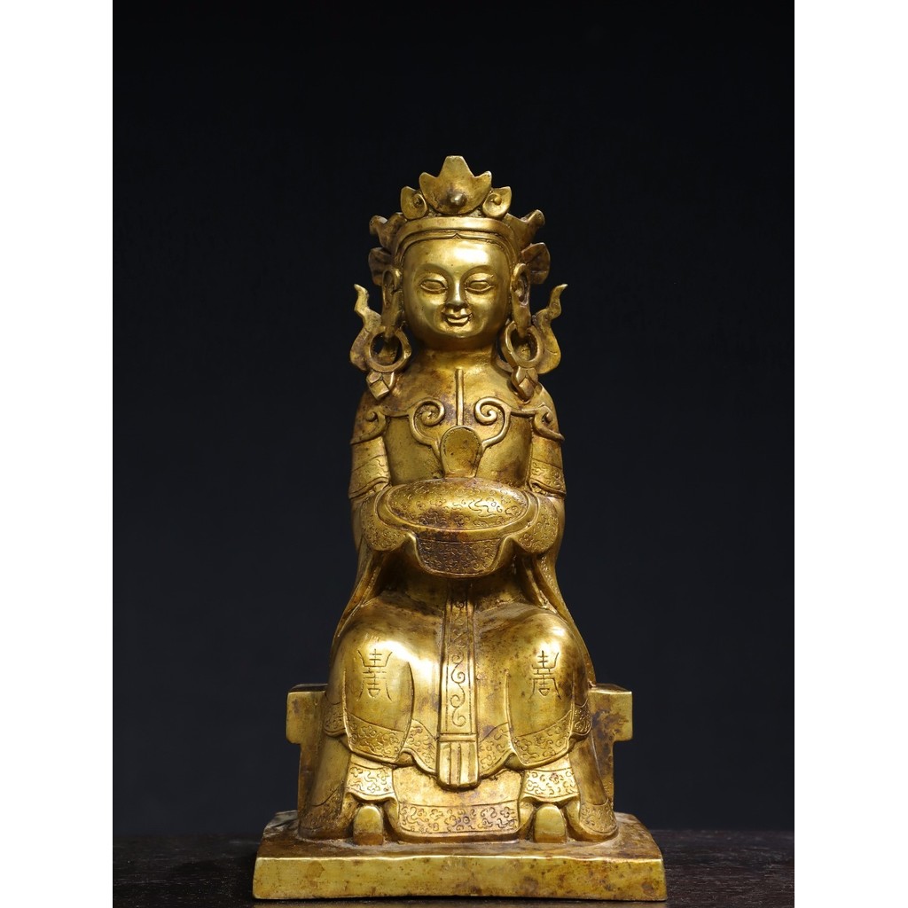 居家供奉宗教佛像 銅 鎏金 【觀音】 造像尺寸：高29cm 寬16cm 厚11cm 重2.94公斤造型-2842 | 蝦皮購物