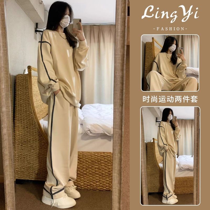 【胖MM大尺碼】L-5XL 大碼女裝 大尺碼套裝 休閒套裝 運動服套裝女大碼闊腿長褲炸街衛衣休閑跑步兩件套ins潮 | 蝦皮購物