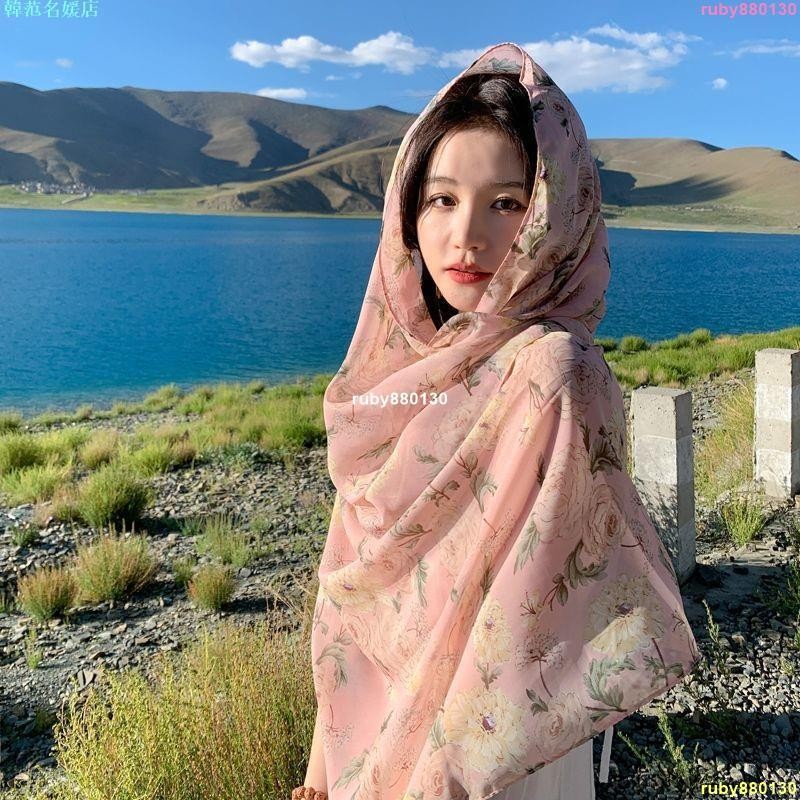 限量販售 森林系雪紡印花紗巾絲巾圍巾防曬護頸巾碎花披肩旅遊紗巾百搭送禮物 夏季涼巾 防曬圍巾 | 蝦皮購物