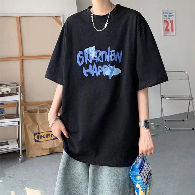 165公斤 M-8XL大尺碼透氣圓領上衣男 大碼寬鬆上衣 T恤男士夏季 短袖青少年學生休閒百搭帥氣潮流寬鬆上衣ins | 蝦皮購物