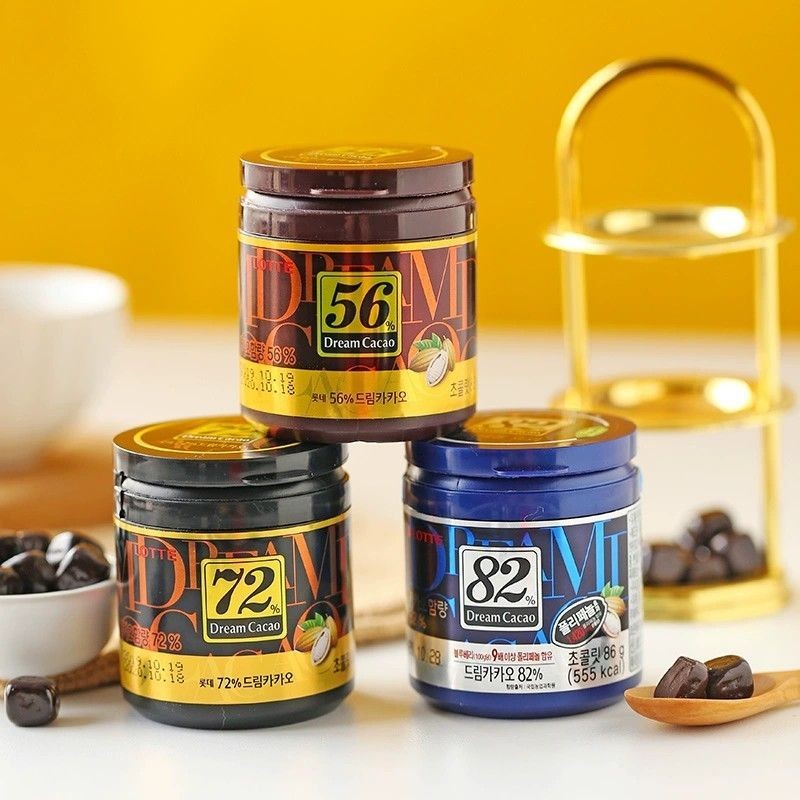 【零食小妹】LOTTE韓國進口樂天夢黑巧克力小方塊罐裝瓶裝巧克力零食72%56%82% | 蝦皮購物