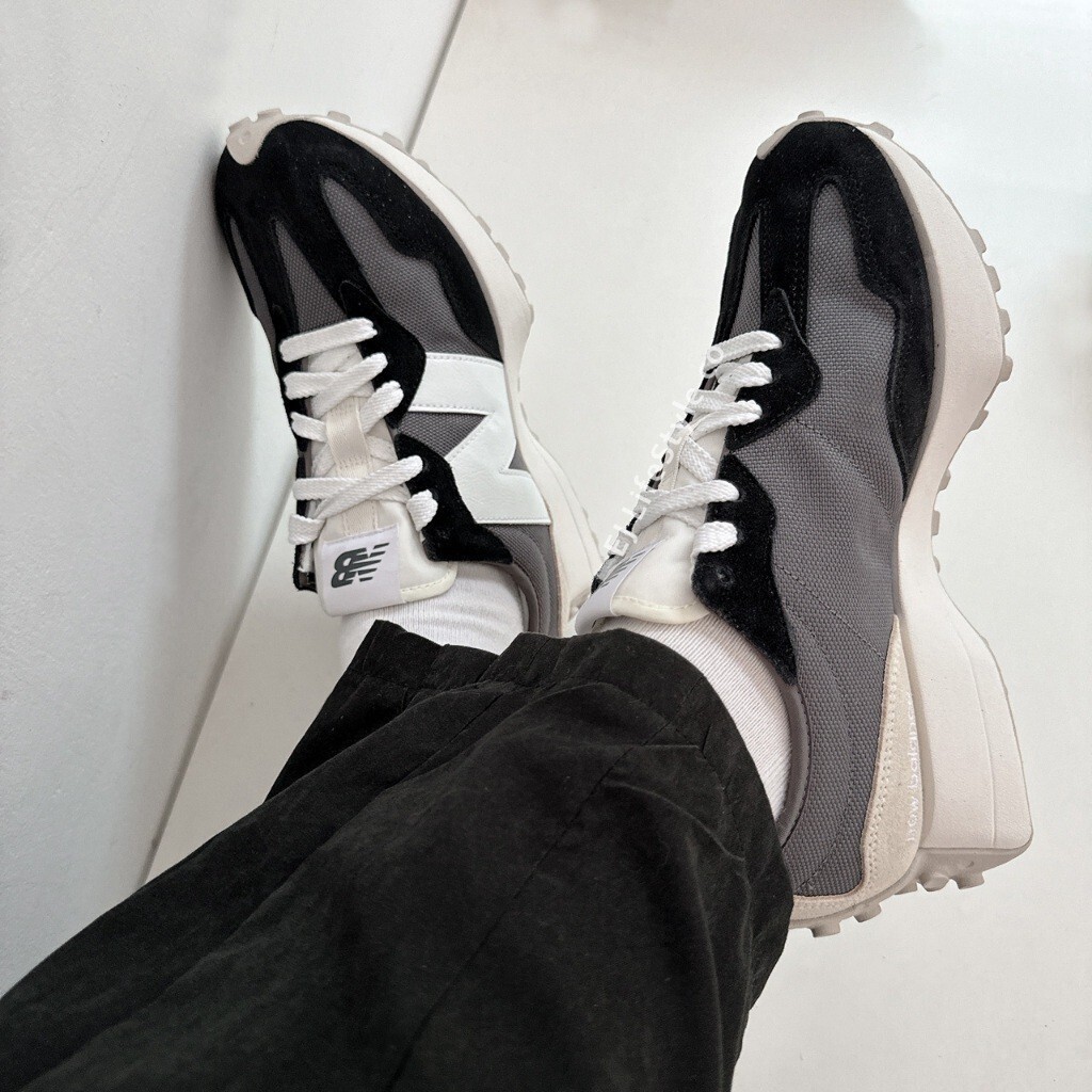 NEW BALANCE 327 NB 黑白 U327FE 藍灰 U327FF 芥黃 U327FG 男潮鞋 麂皮 | 蝦皮購物