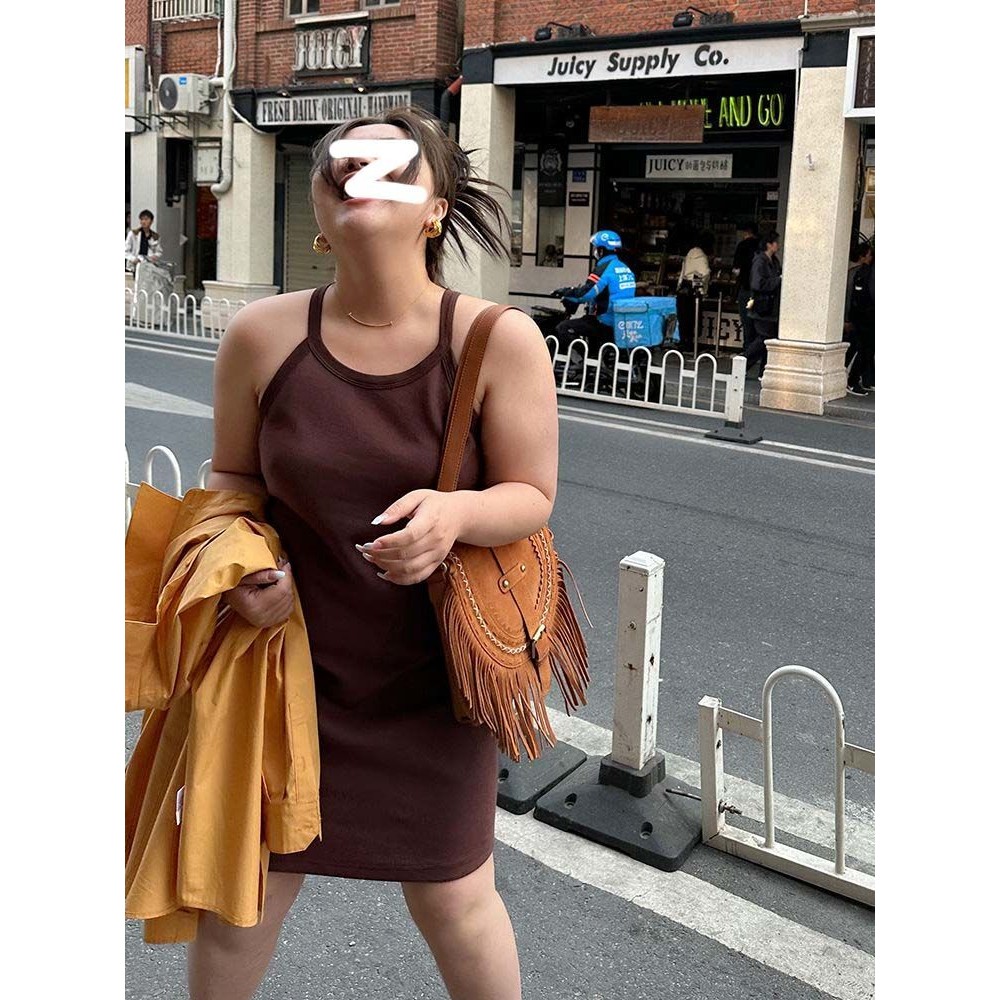 台灣發貨M-5XL 大尺碼性感吊帶洋裝女胖mm辣妹風藏肉膝蓋長度內搭洋装 | 蝦皮購物