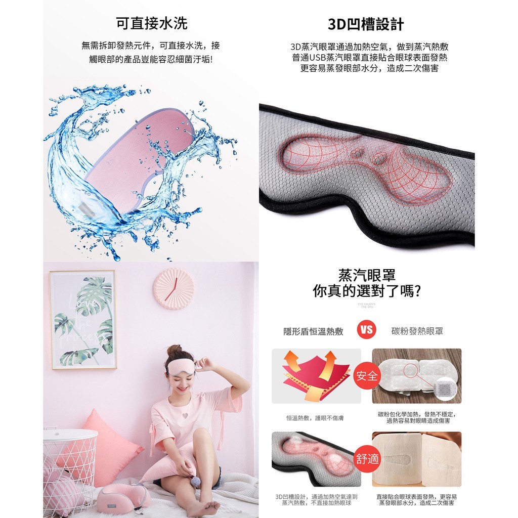 SINCO昕科 智能溫感助眠熱敷眼罩 USB蒸氣眼罩 三檔恆溫 緩解眼部疲勞 加熱眼罩 交換禮物 現貨 廠商直送 | 蝦皮購物