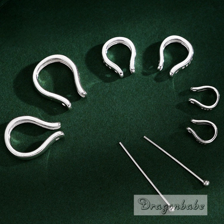 【DB銀飾】桃園出貨 S925純銀扣頭U型吊墜夾扣手工DIY飾品配件項鏈扣玉墜翡翠佛萬能扣 | 蝦皮購物