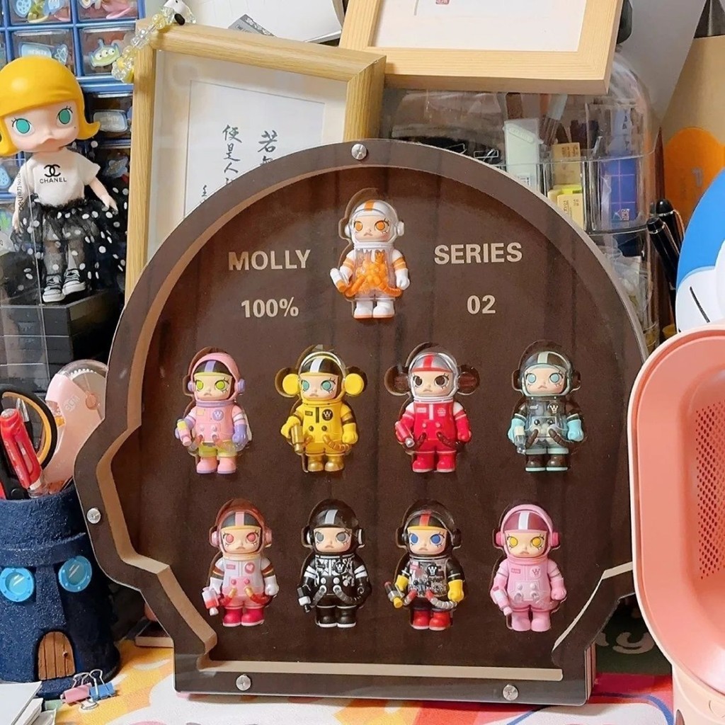 泡泡玛特二代popmart茉莉molly100%黑色展示盒 收纳 展示板 | 蝦皮購物