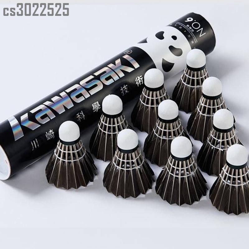 gni羽毛球 耐打羽球 無標羽球 羽球練習球 Kawasaki川崎羽毛球耐打12只裝穩定比賽初學訓練鹅毛黑毛猫熊川川 | 蝦皮購物