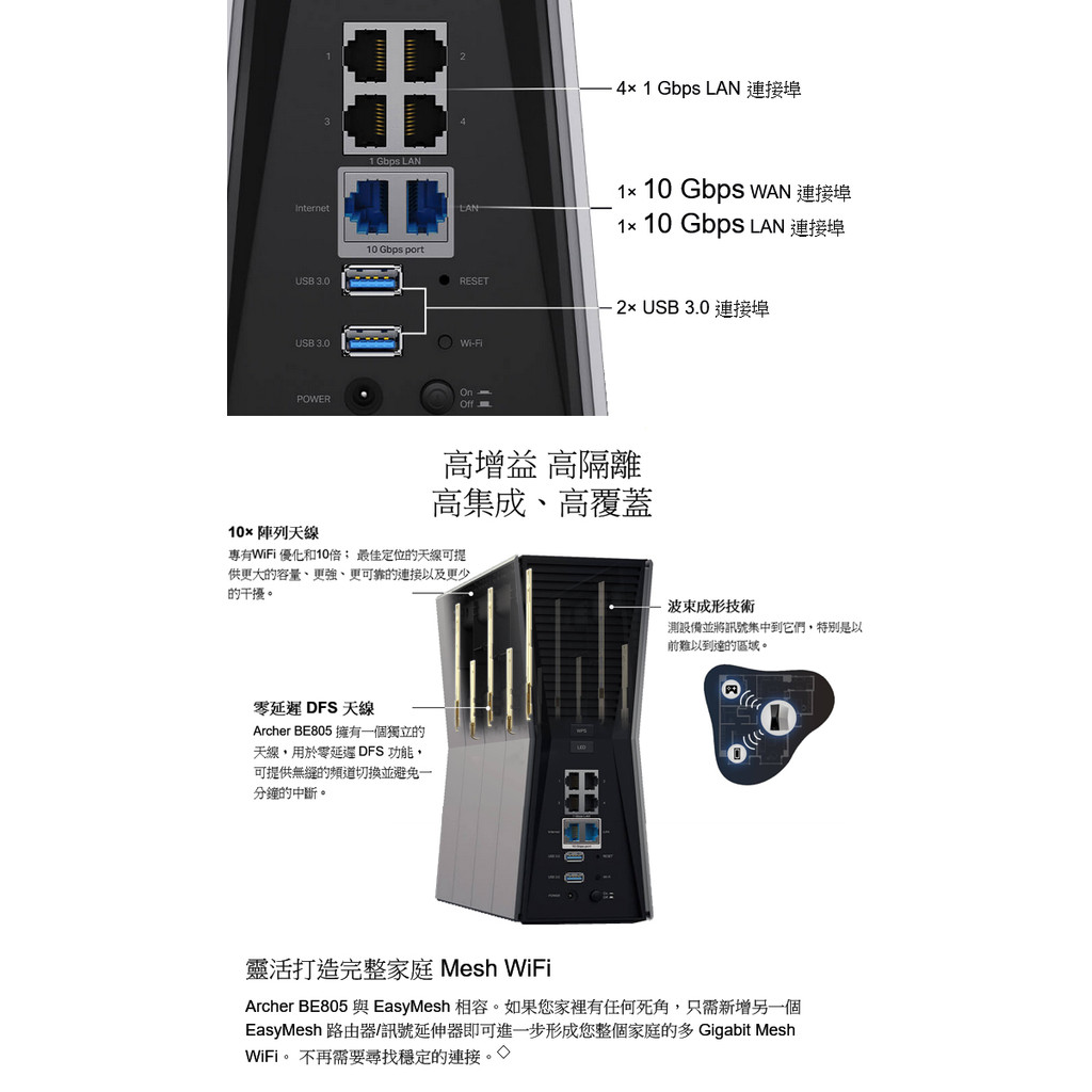 TP-LINK Archer BE805 BE19000 三頻 Wi-Fi 7 無線 路由器 現貨 廠商直送 | 蝦皮購物