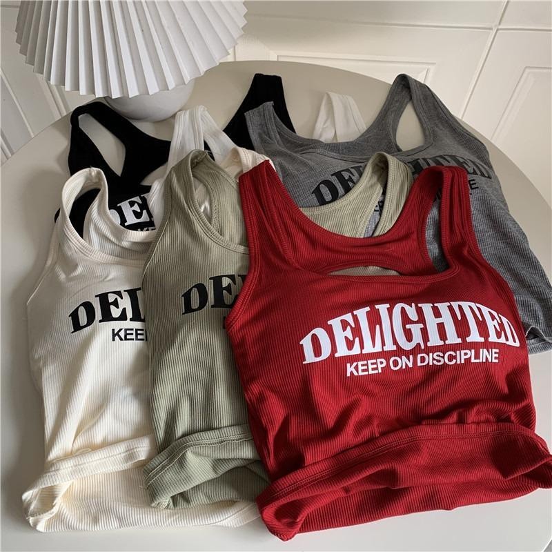 【Seeryn】M-4XL 大尺碼女裝女生無袖背心胖mm美式復古印花甜辣帶胸墊外穿上衣時尚百搭ins潮韓系穿搭夏天女裝小 | 蝦皮購物