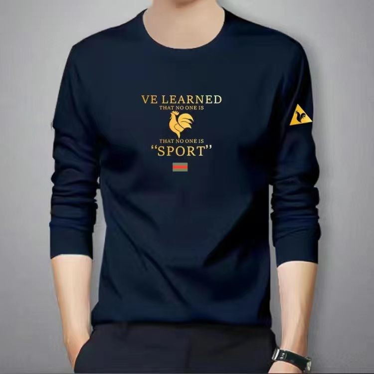 M-5XL 薄長袖 法國公雞 長袖t恤男士秋冬新款印花圓領春秋內搭打底衫上衣服 大尺碼上衣 長t 公雞長袖 | 蝦皮購物