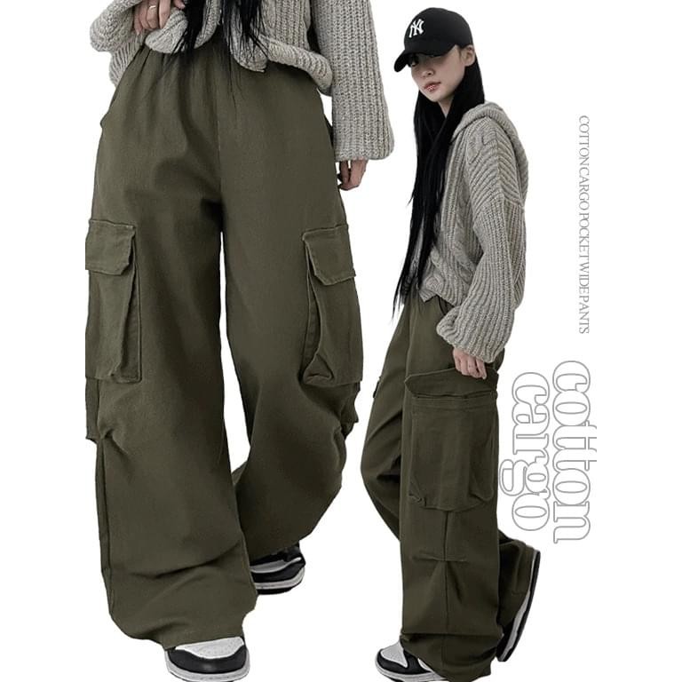 Codibook｜韓國 Loonough 鬆身卡其色大口袋長褲[預購]長褲 工裝褲 女裝 | 蝦皮購物