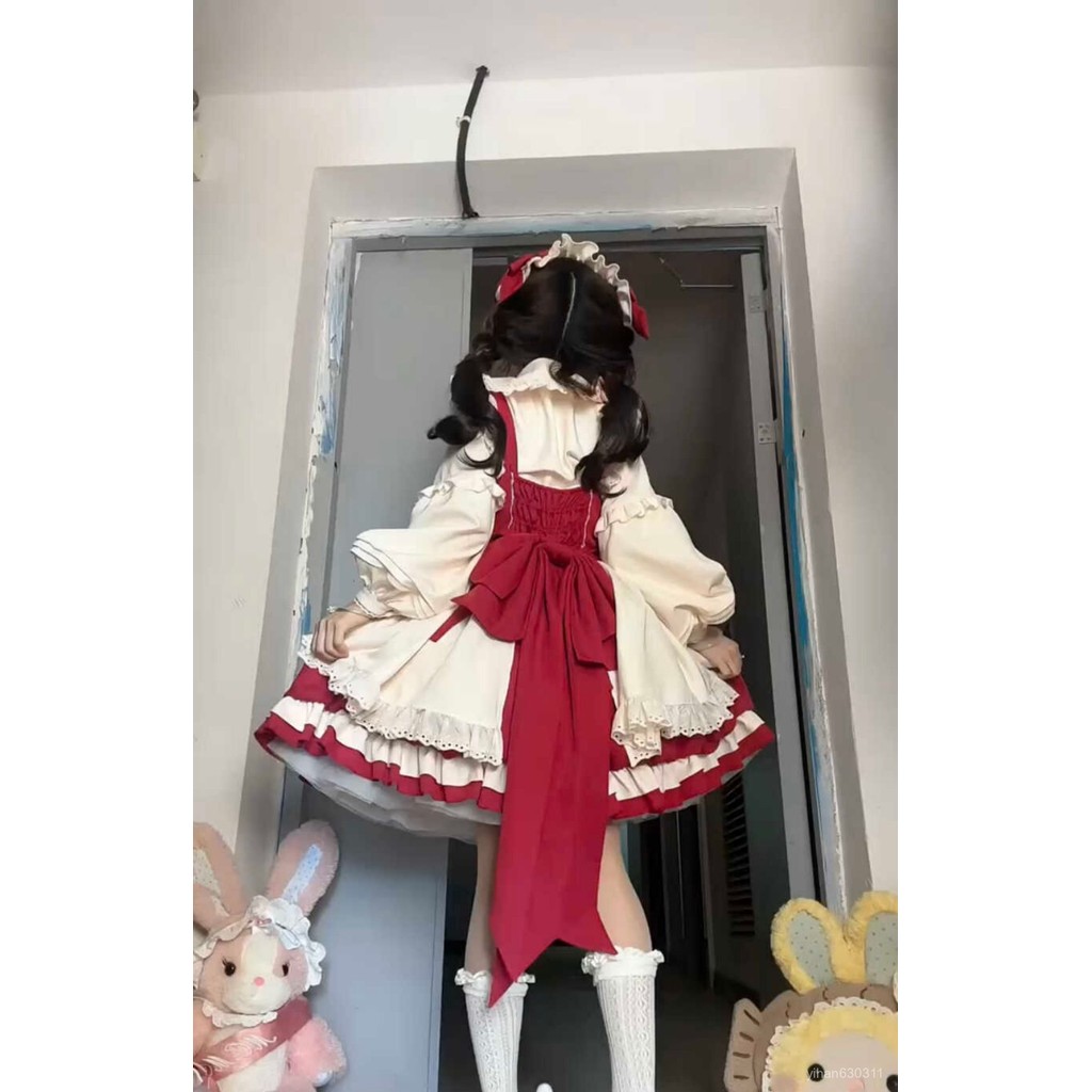 【鹿日圓】【小莓好】泡泡熊原創設計可愛草莓lolita甜妹Jsk洛麗塔Lo裙 | 蝦皮購物