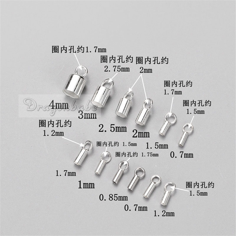 【DB銀飾】s925純銀皮繩管扣子DIY收尾扣繩扣頭套管扣內徑4-3-2.5-0.7皮繩扣 | 蝦皮購物