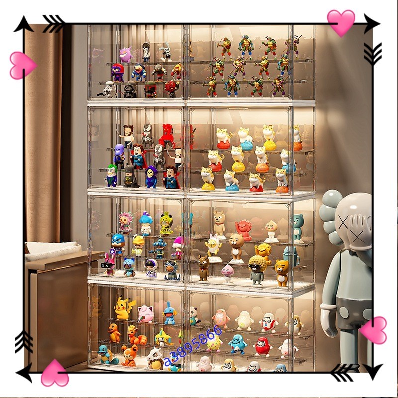POPMART 公仔收納盒帶臺階 手辦展示盒 透明磁吸 高透 泡泡瑪特玩偶 收納盒a3895866 | 蝦皮購物