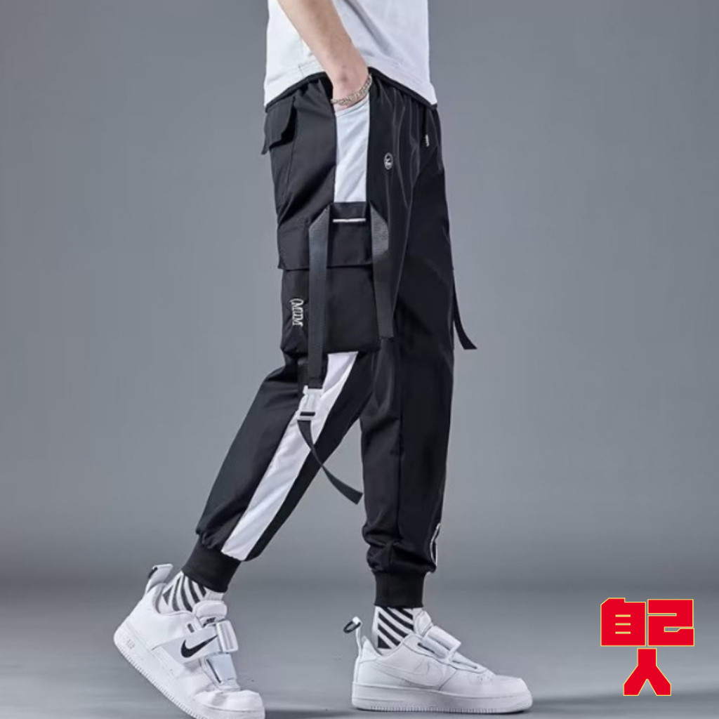 【自己人】【M-5XL】工作褲 ins工裝褲男潮牌多口袋束口褲男秋季九分休閒褲子男學生長褲BPYY944 | 蝦皮購物