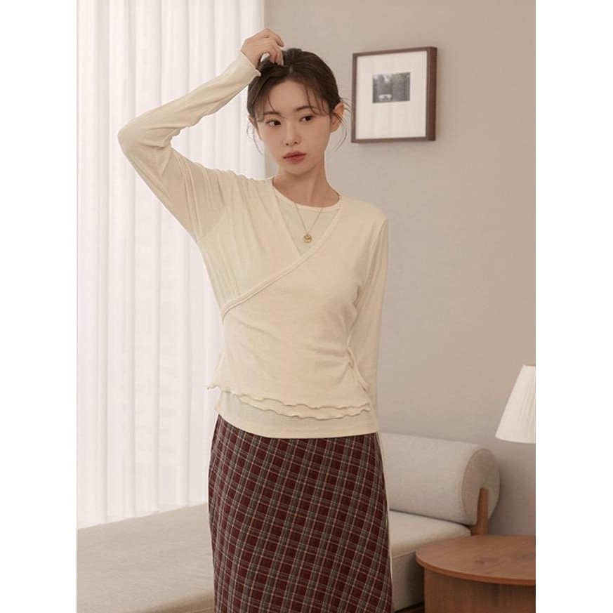 Codibook｜韓國 RIRINCO 修身環紋綁帶拉克蘭短袖上衣[預購]長袖上衣 女裝 | 蝦皮購物