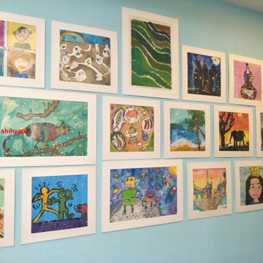 ＠下殺20張簡易畫框卡紙裝裱美術兒童4K8開a3a4畫紙16開567寸正方形框 | 蝦皮購物