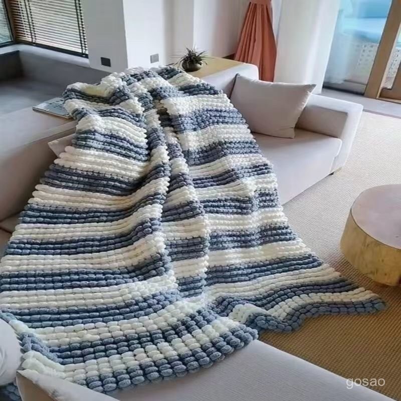 【桃園有貨/限時下殺】球球綫編毛毯手工diy編織彩虹毯子粗毛綫蓋毯材料包送男女友禮物 NULD | 蝦皮購物