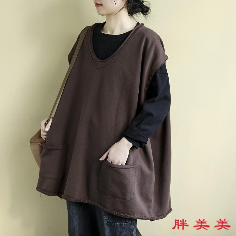 【M-5XL大尺碼】大尺碼女裝 馬甲背心 春秋背心 秋冬馬甲 200斤大碼女裝馬甲女休閒百搭無袖T恤馬夾外套女春秋季V領 | 蝦皮購物