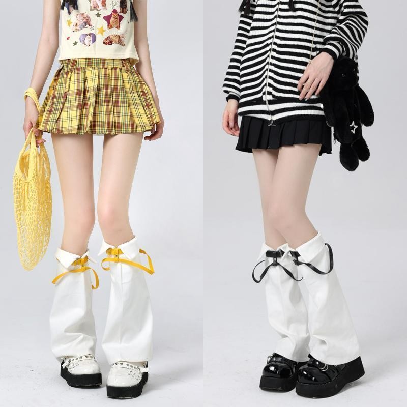 姬小滿cos襪套女黑色朋克腿套y2k亞文化喇叭堆堆少女辣妹日系綁帶 Jsna皇后 | 蝦皮購物