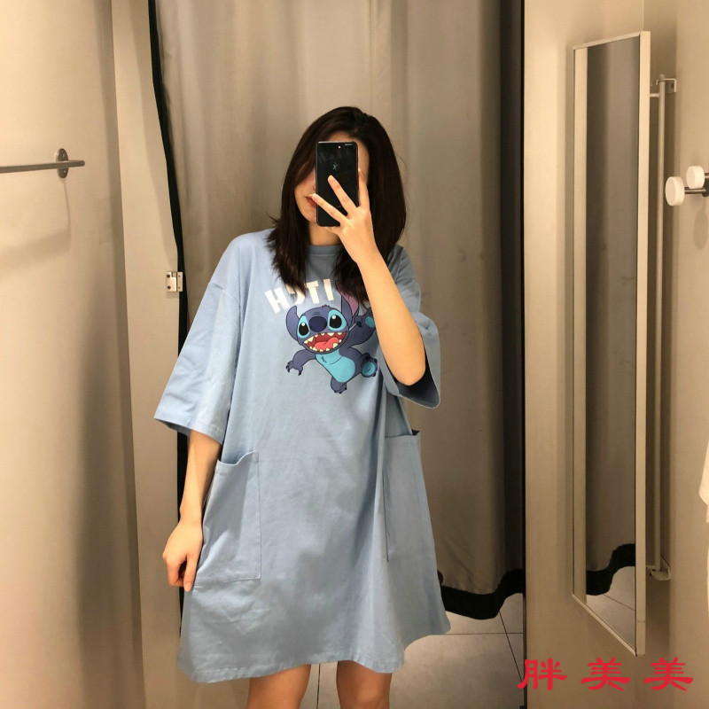 【M-5XL大尺碼】大尺碼上衣 中長款T恤 大碼短袖 胖MM 短袖女 夏季韓版寬鬆連衣裙胖mm特大碼女裝200斤洋氣顯瘦 | 蝦皮購物