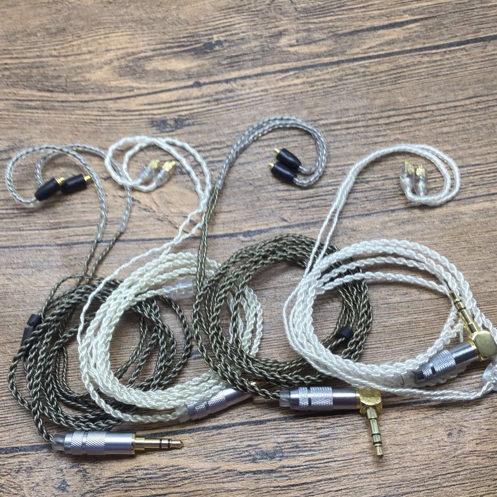 配件 DIY MMCX接口用耳機綫 真鍍銀綫 棕編製綫 舒爾綫 L型彎插四股 | 蝦皮購物