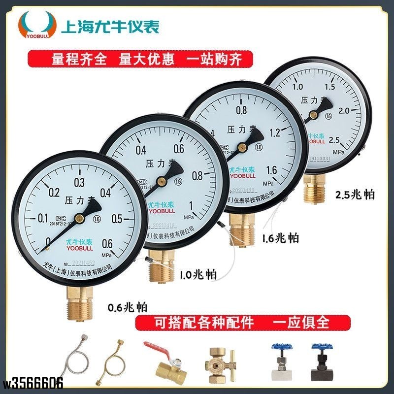 【臺灣出貨】Y100壓力錶 高精度 自來水4分水壓表 鍋爐氣壓表 水管消防管道M20螺紋 | 蝦皮購物