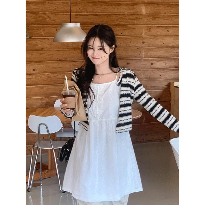 Codibook｜韓國 Dayroze 純白方領荷葉邊無袖連身洋裝[預購]迷你短洋裝 吊帶裙 女裝 | 蝦皮購物