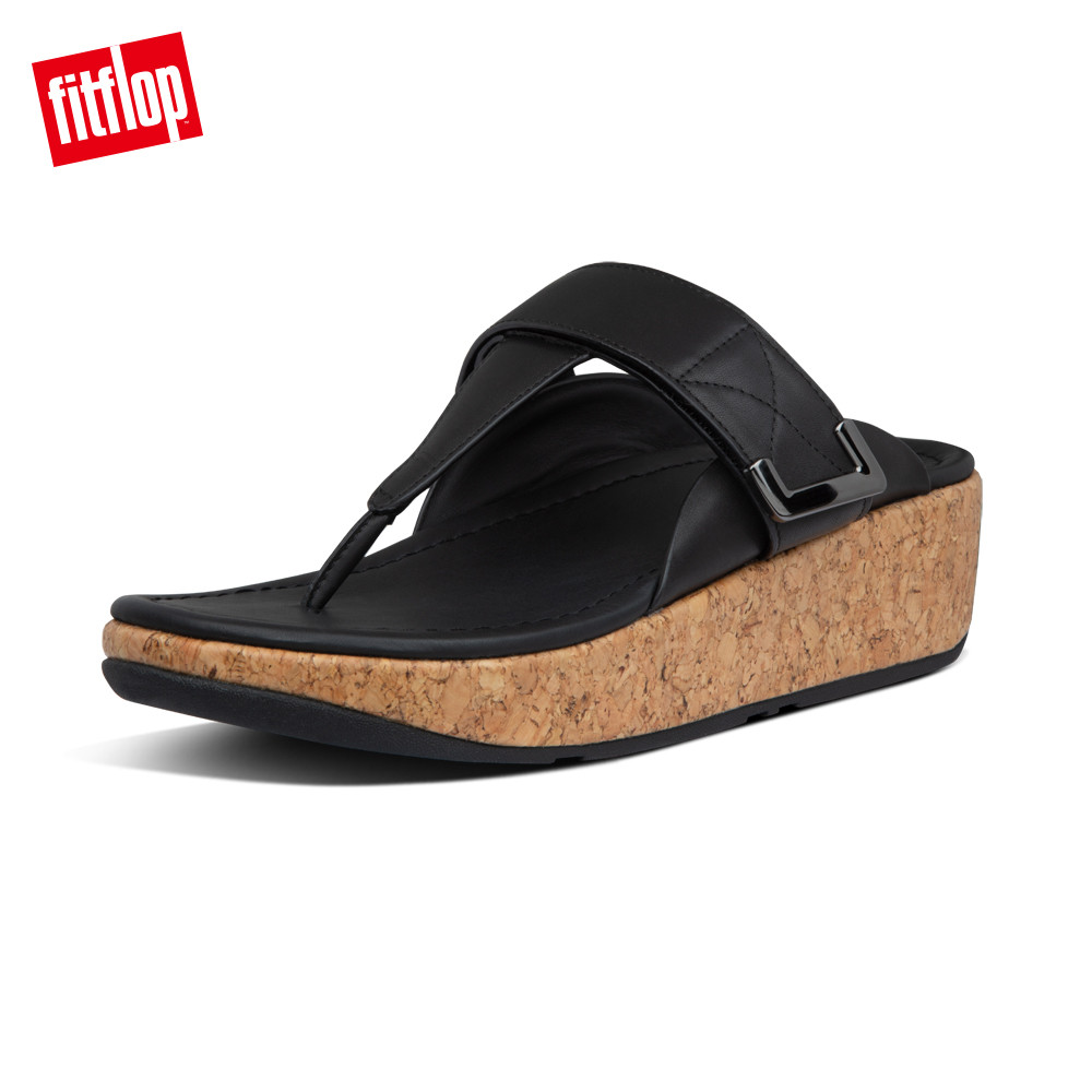 【FitFlop】REMI ADJUSTABLE LEATHER TOE-THONGS魔鬼氈可調整夾腳涼鞋-女(靚黑色) | 蝦皮購物