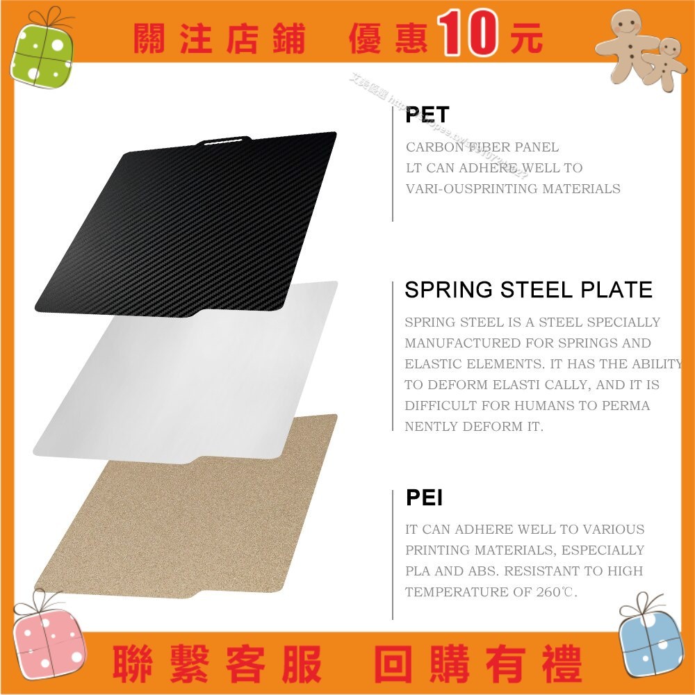 艾美 適用於 Bambu Lab x1 Build Plate PEI PET Sheet 257x257mm 床升級紋 | 蝦皮購物