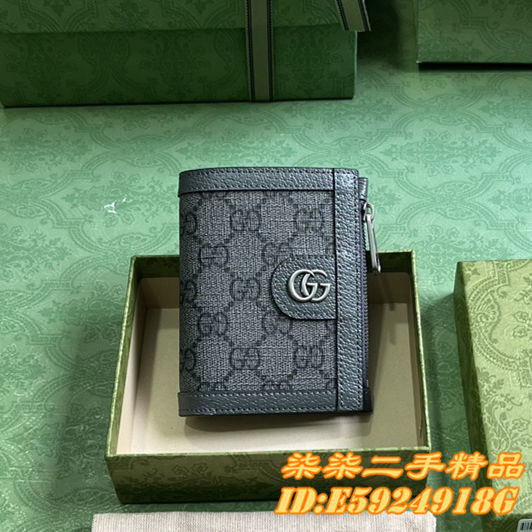 GUCCI 古馳 Ophidia GG灰色印花 對折按扣短夾 零錢包 卡包 卡夾760238 | 蝦皮購物
