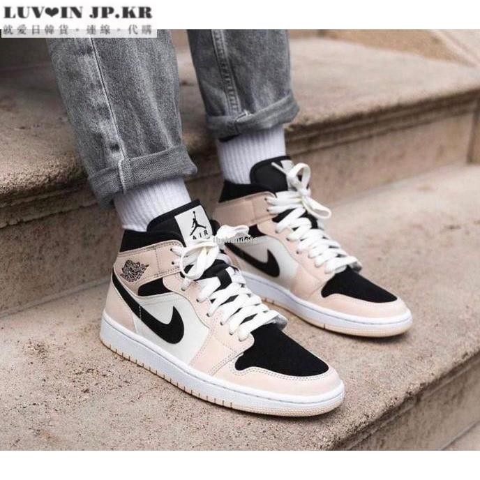 【日韓連線】Air Jordan 1 Mid Barely Orange 奶茶 黑 BQ6472-800潮流男女鞋 | 蝦皮購物