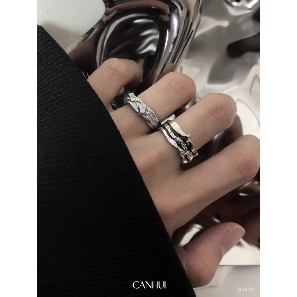 桃園發貨 【1296人好評】CANHUI白與黑戒指男女不規則ins冷淡風開口調節小衆設計配飾 | 蝦皮購物