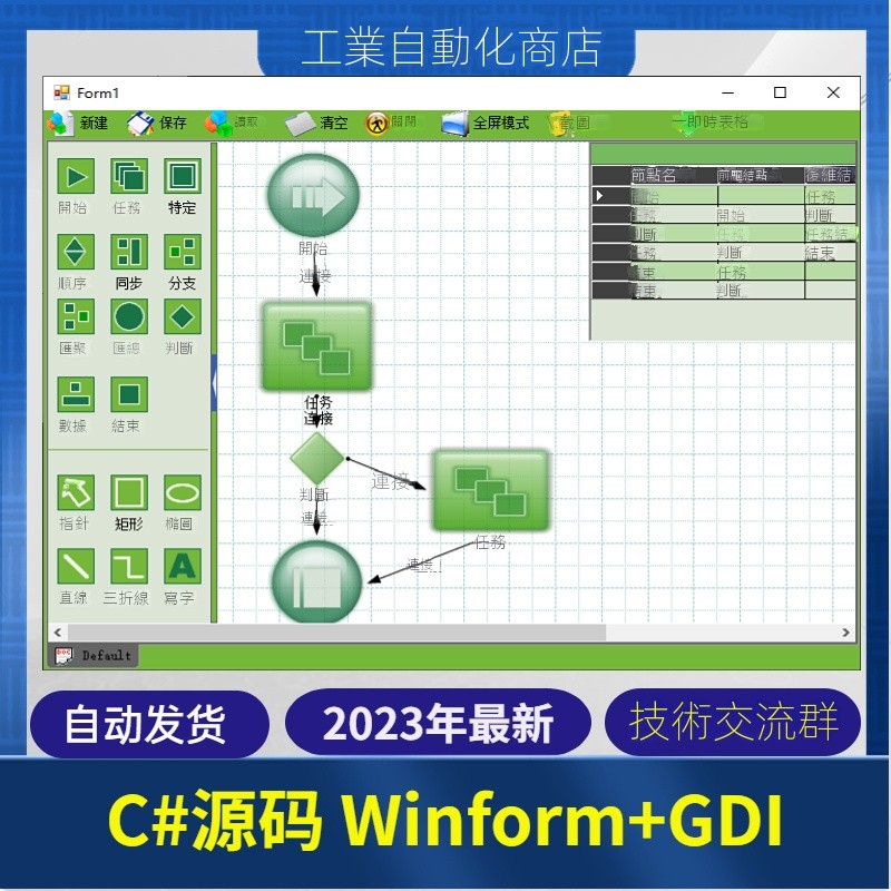 【專業軟體】C#運控框架 SFC流程化 winform得GDI流程圖控件程序源碼 | 蝦皮購物